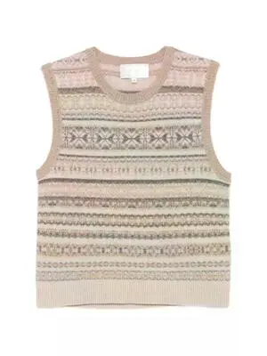 Eric Bompard Fair Isle Sleeveless Vest - Neutrals