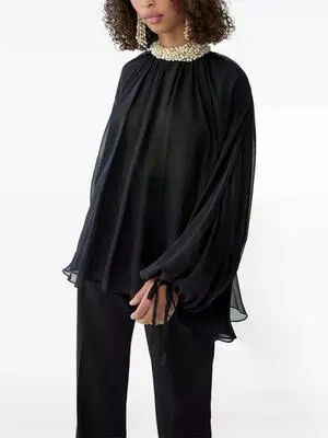 Carolina Herrera Silk Chiffon Cape Top