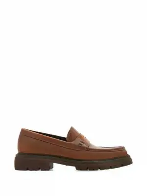 FERRAGAMO Penny Loafers With Chunky Tread - Brown