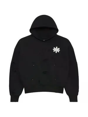 LOSTSHDWS Distressed Logo-patch Hoodie - Black