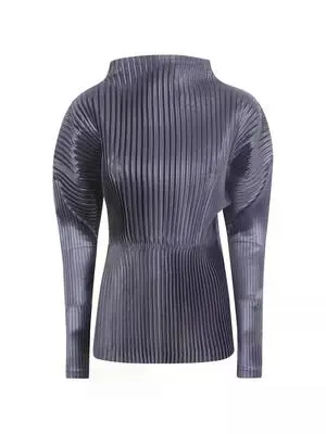 Issey Miyake Pleated Mock-neck Top - Grey
