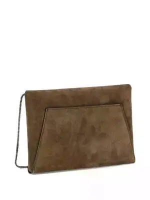 Brunello Cucinelli Duo Pochette In Suede With Precious Chain