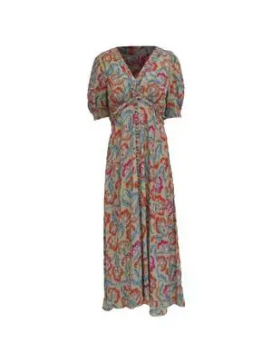 Saloni Lea Printed Midi Dress - Neutrals