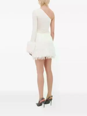 OW Carin Faux-fur Trim One-shoulder Mini Dress