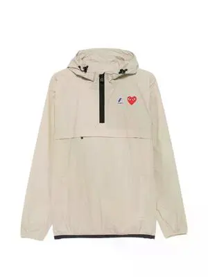 Play Comme Des Garcon X K-way Heart-patch Half-zip Jacket - Neutrals