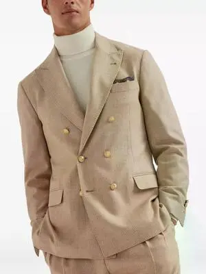 Brunello Cucinelli Double-breasted Textured-pattern Blazer - Neutrals