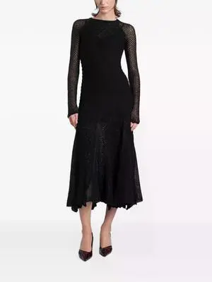 LANVIN Open-knit Scalloped Midi Dress