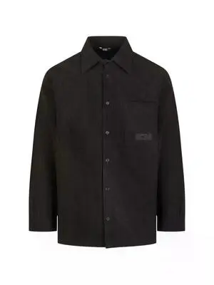 Gcds Logo-embroidered Corduroy Overshirt - Black