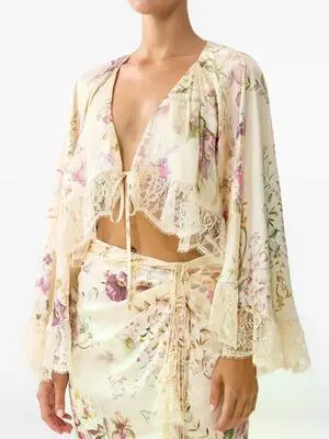 Camilla Adorned In Aranjuez Floral-print Crop Top