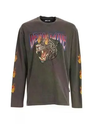 Just Cavalli Graphic-print Long-sleeve T-shirt - Black