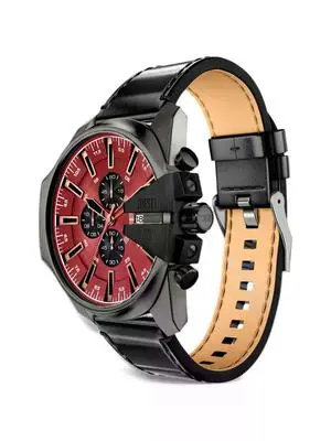 DIESEL® Mega Chief Slim Black Leather Watch