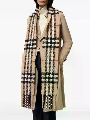Burberry Narrow Check Alpaca Wool-blend Bouclé Scarf