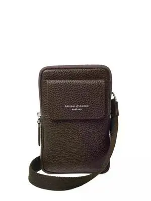 ASPINAL OF LONDON Reporter Pebble-texture Crossbody Phone Bag - Brown