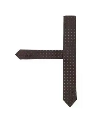 BOSS Silk-blend Tie With Jacquard-woven Pattern - Brown