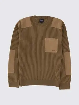 A.p.c. Virgin Wool Crewneck Jumper With Patches And Ribbed Trims