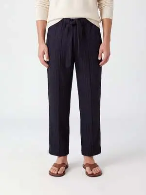 BAZISZT Dario Straight-leg Cotton Trousers With Drawstring Waistband - Blue