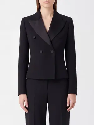 Ermanno Scervino Double-breasted Satin Blazer With Peak Lapels - Black