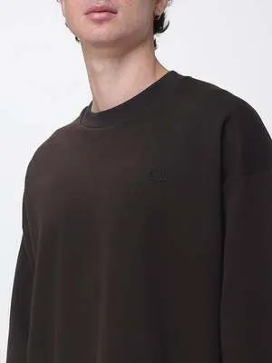 Fred Perry Crew Neck Cotton Sweatshirt With Tone-on-tone Embroidered Logo - Brown