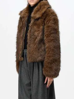 CANADIAN Laney Faux Fur Jacket With Classic Collar And Elasticated Hem - Brown