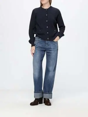 Brunello Cucinelli Crewneck Cashmere Cardigan With Patch Pockets
