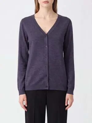 SEMICOUTURE Pure Virgin Wool Cardigan With V-neck And Ribbed Trims