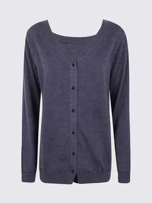 SEMICOUTURE Pure Virgin Wool Cardigan With V-neck And Ribbed Trims