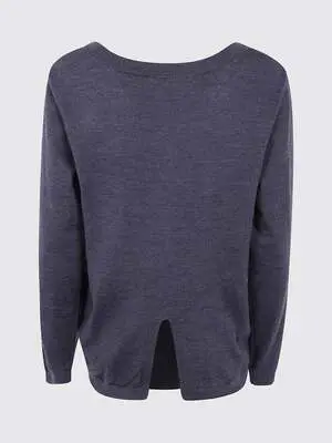 SEMICOUTURE Pure Virgin Wool Cardigan With V-neck And Ribbed Trims