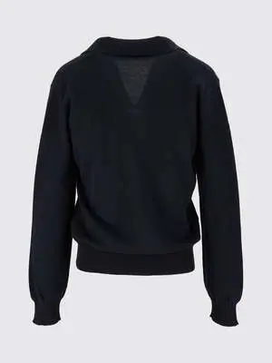 KANGRA V-neck Wool And Cashmere Knit Polo With Long Sleeves - Blue