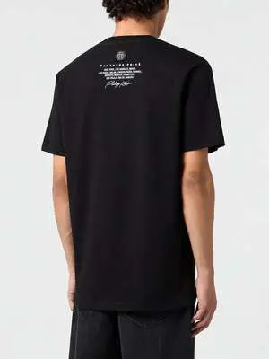 Philipp Plein Skull Print Cotton T-shirt With Rhinestone Embellishments - Black