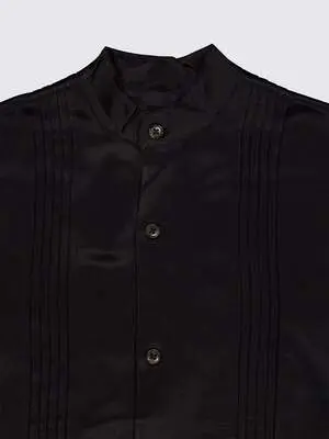 Commas Slim Fit Silk Shirt With Korean Collar And Embroidery