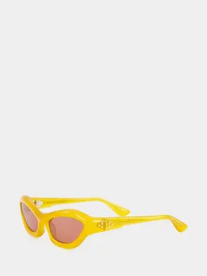 PORT TANGER Hayya Flared Cat-eye Sunglasses In Acetate - Yellow