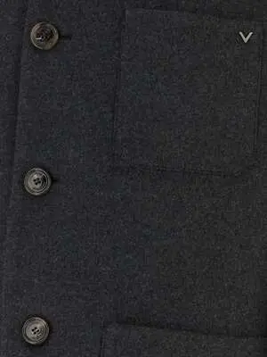 Valentino Garavani Single-breasted Short Wool Coat - Grey