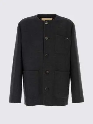 Valentino Garavani Single-breasted Short Wool Coat - Grey