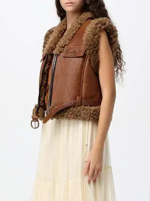Chloé Cropped Shearling Gilet With Adjustable Belt