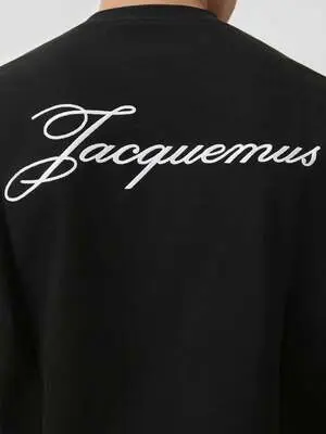 Jacquemus Crewneck Cotton T-shirt With Contrasting Logo - Black