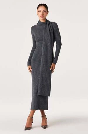 Astr The Label Tonianne Cable Knit Scarf Midi Dress