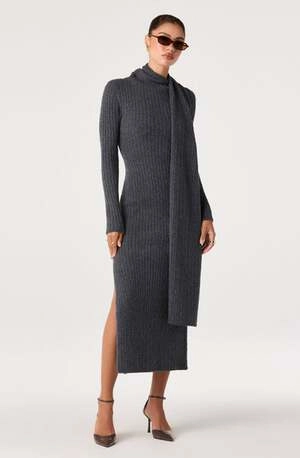 Astr The Label Tonianne Cable Knit Scarf Midi Dress
