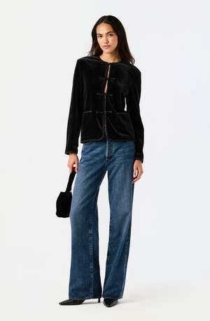 Astr The Label Zahra Velvet Frog Closure Jacket