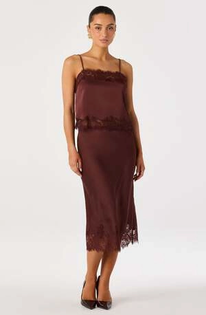 Astr The Label Britney Lace Trim Satin Cropped Cami