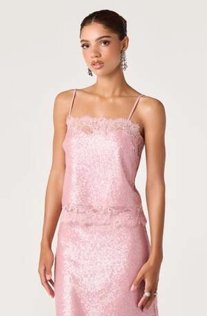 Astr The Label Britney Sequin Lace Trim Cami