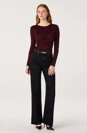 Astr The Label Ciarda Ruched Faux Wrap Bodysuit