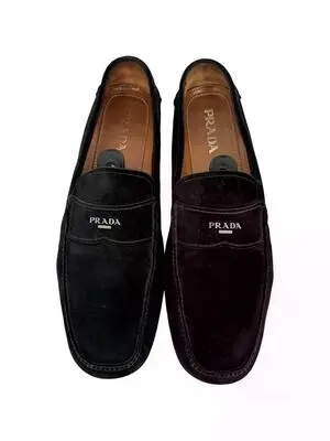 Prada Logo Suede Loafers