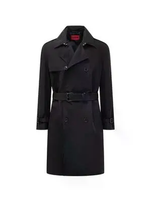 BOSS Cotton-blend Gabardine Trench Coat - Blue