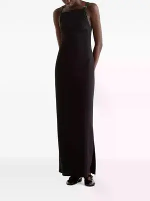 COURREGES Vinyl Strap Crepe Long Dress