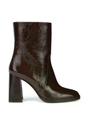 STUART WEITZMAN Vera Zip Crinkle Patent Boots - Brown