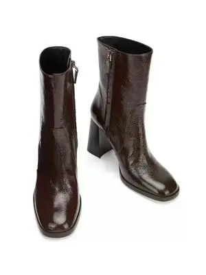 STUART WEITZMAN Vera Zip Crinkle Patent Boots