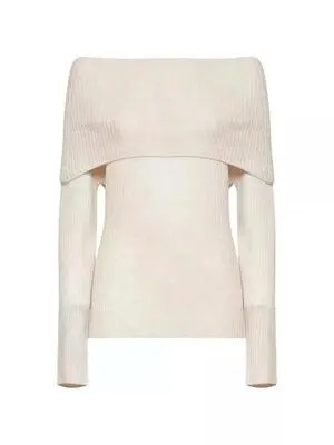 BLANCA VITA Off-the-shoulder Ribbed-knit Sweater - Neutrals
