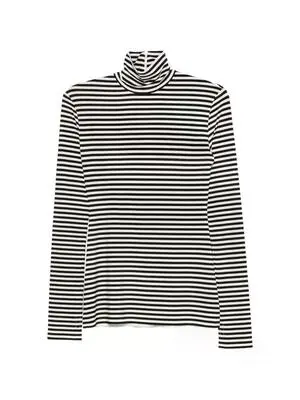 Norma Kamali Striped Turtleneck Top - Black