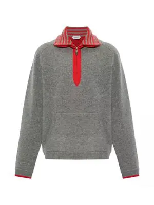 Versace Wool-blend Knit Half-zip Sweater - Grey