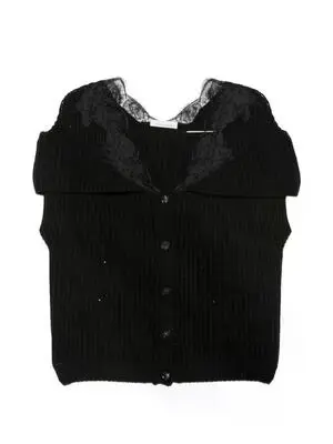 Liviana Conti Lace-trim Sleeveless Cardigan - Black